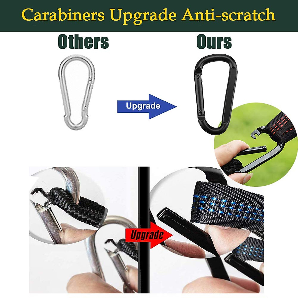 Purjoy Camping Hammock Single & Double Portable Hammocks with 2 Tree Straps (18 Loops/13.2 Ft Total),Lightweight Nylon Parachute Hammocks for Travel,Beach,Backyard,Patio,Hiking(LightBlue/DarkBlue1)