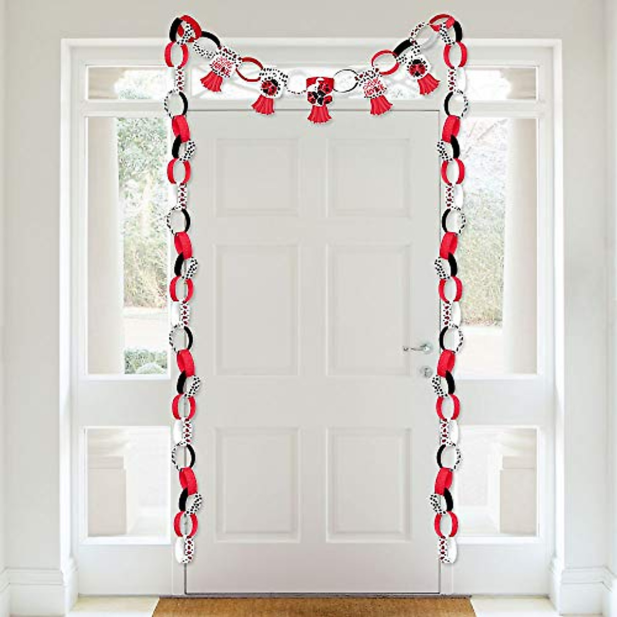 Big Dot of Happiness Happy Little Ladybug - 90 Chain Links and 30 Paper Tassels Decoration Kit - Baby Shower or Birthday Party Paper Chains Garland - 21 feet
