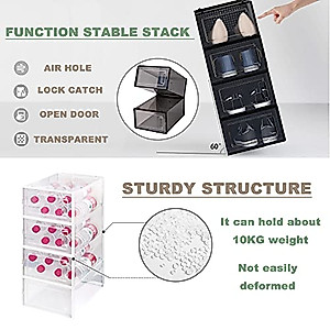 AOTENG STAR Drop Front Shoe Boxes 12 Pack Shoes Storage Containers Organizer Stackable,Plastic Shoe Storage Box Sneaker Cases for Closets Entryway Bedroom Garage,Fits Men's US Size 5.0-10