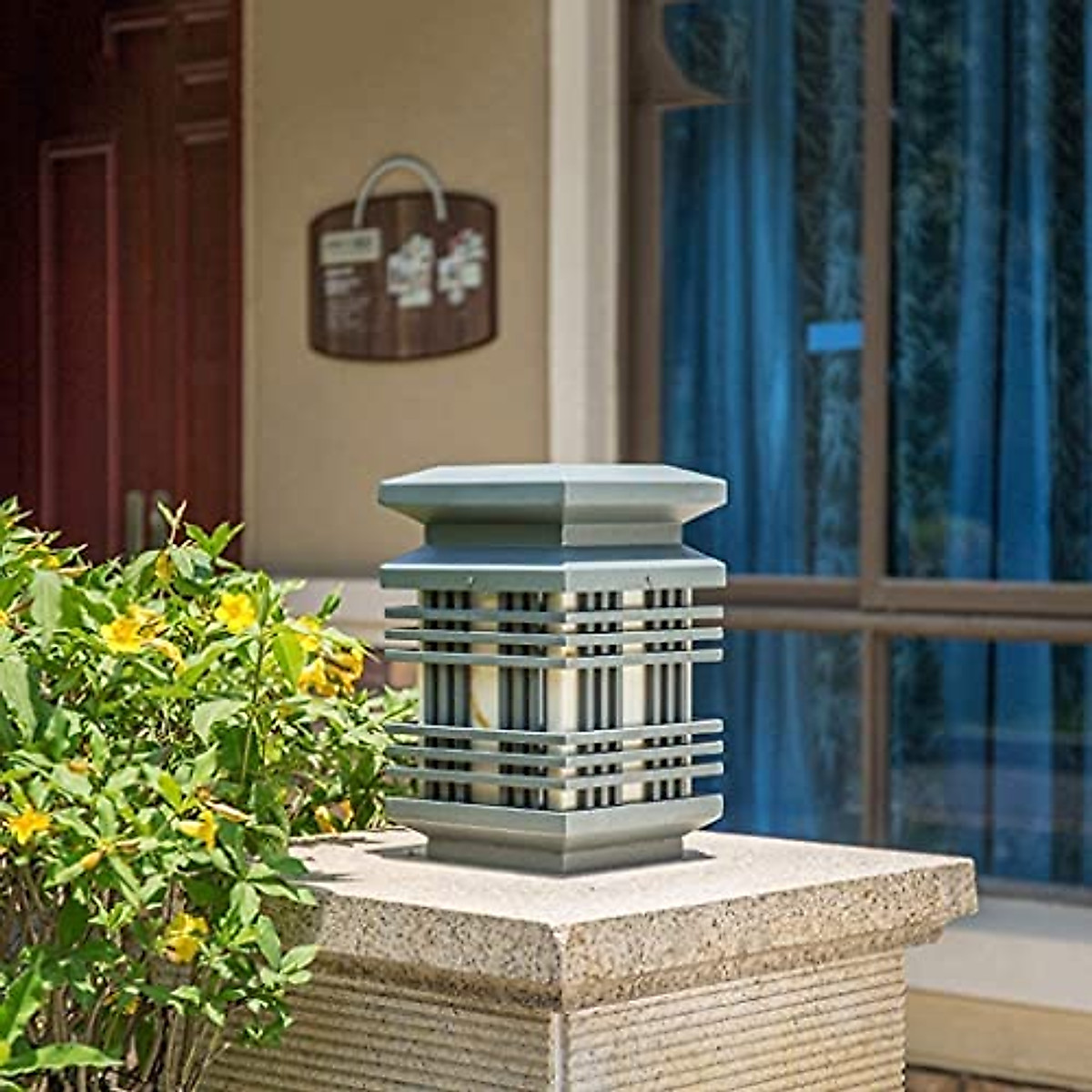 ZMY Nordic Simple Creative Pillar Lamp Wrought Iron Home Garden Column Lamp LED Waterproof Lawn Pole Lantern Park Patio Courtyard Villa Decor Pathway Illumination E27 Edison