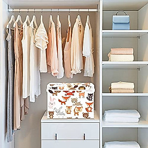 innewgogo Animals Fox Dog Storage Bins with Lids for Organizing Closet Organizers with Handles Oxford Cloth Storage Cube Box for Cat Toys