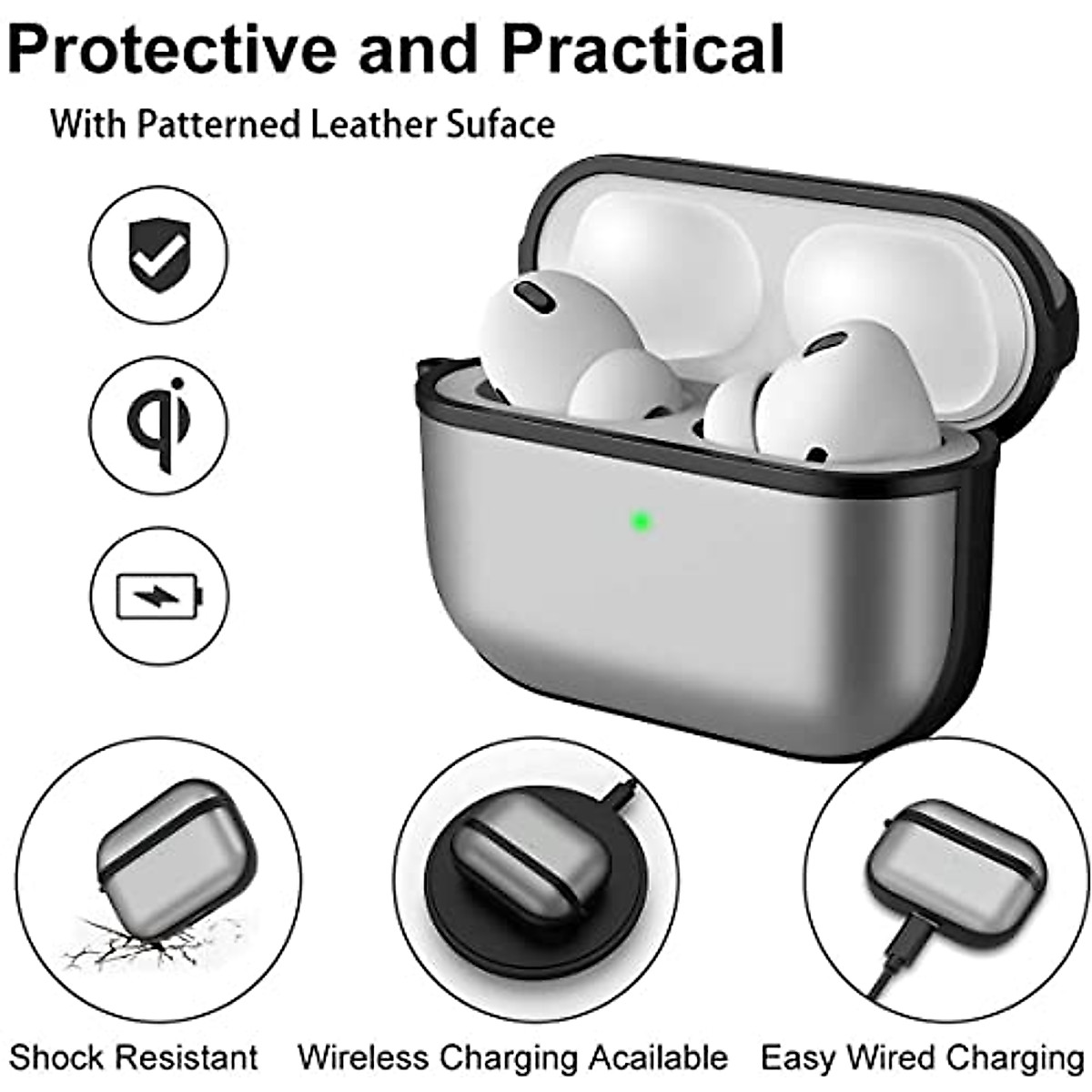 Printing Pattern Leather Cover Case with Carabiner Compatible with AirPods Pro (2019) / Ladybug and Blossom