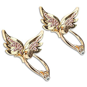 Angel Wings Glitter Bling Bling Phone Ring Holder, 2 Pack Sparkle Phone Ring Grip Artificial Diamond Stand,Rhinestone Cell Finger Ring for Phones,Pad