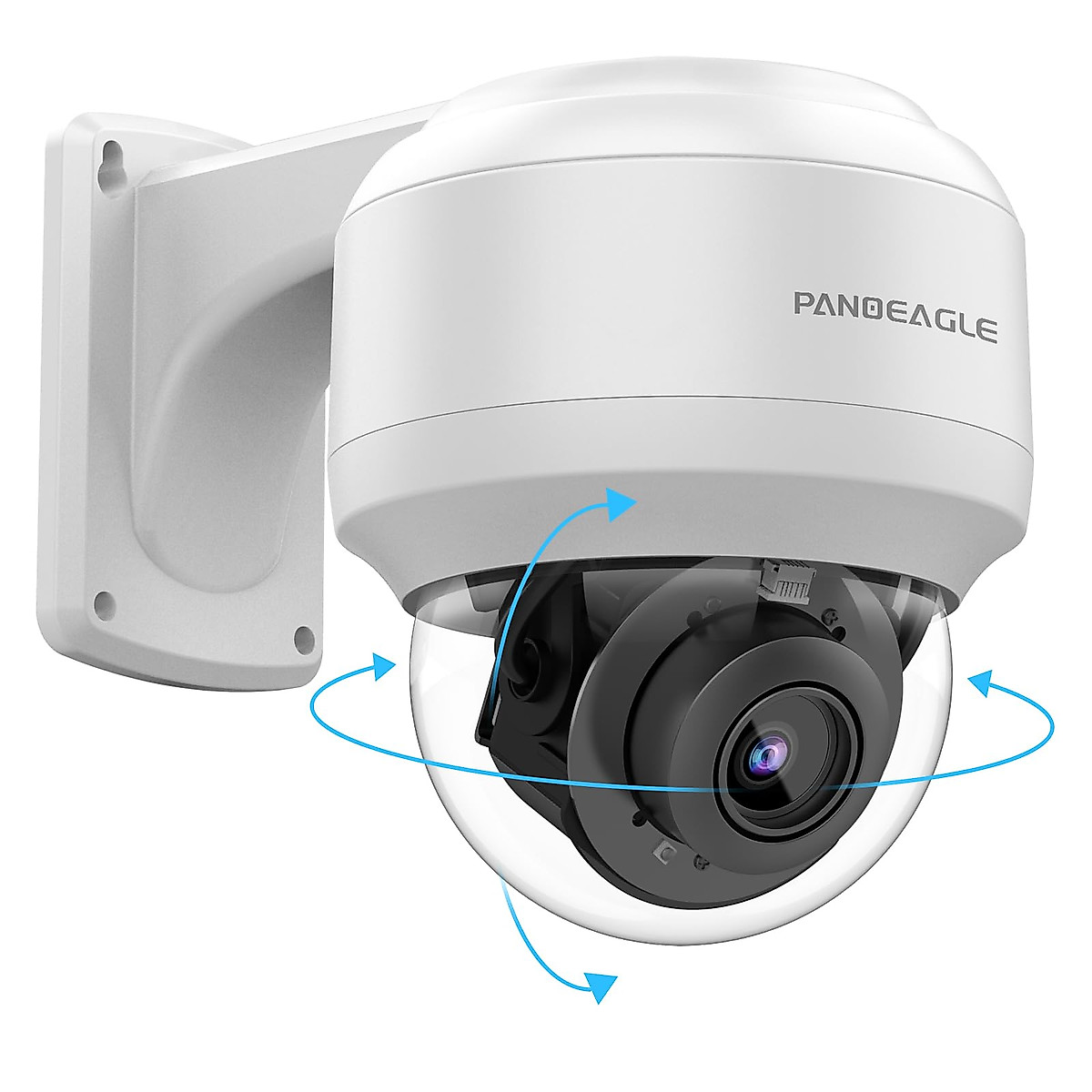 PANOEAGLE Outdoor 8MP PTZ PoE IP Camera Dome with Pan Tilt 4X Optical Zoom Motorized Lens, Built-in Mic, Human Vehicle Detection, 165ft IR Night Vision, IP67, IK10