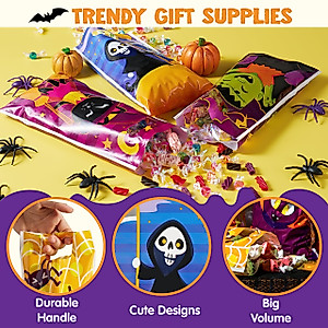 JOYIN 96 Pcs Halloween Candy Treat Bags in 6 Multi Character Designs, Halloween Goodie Gift Bags Party Favors, Halloween Trick or Treat Bags, Event Party Supplies