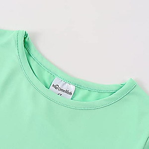 Noomelfish Girls Short Sleeve Scalloped Edge T-Shirts Casual Cute Summer Tee Tops Blouse, Light Green, Size 9-10 Years