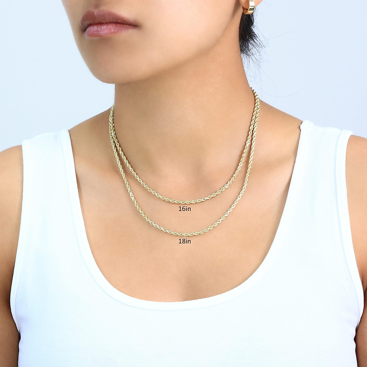 Nuragold 14k Yellow Gold 2.5mm Solid Rope Chain Diamond Cut Link Pendant Necklace, Mens Womens Jewelry 16" 18" 20" 22" 24" 26" 28" 30"