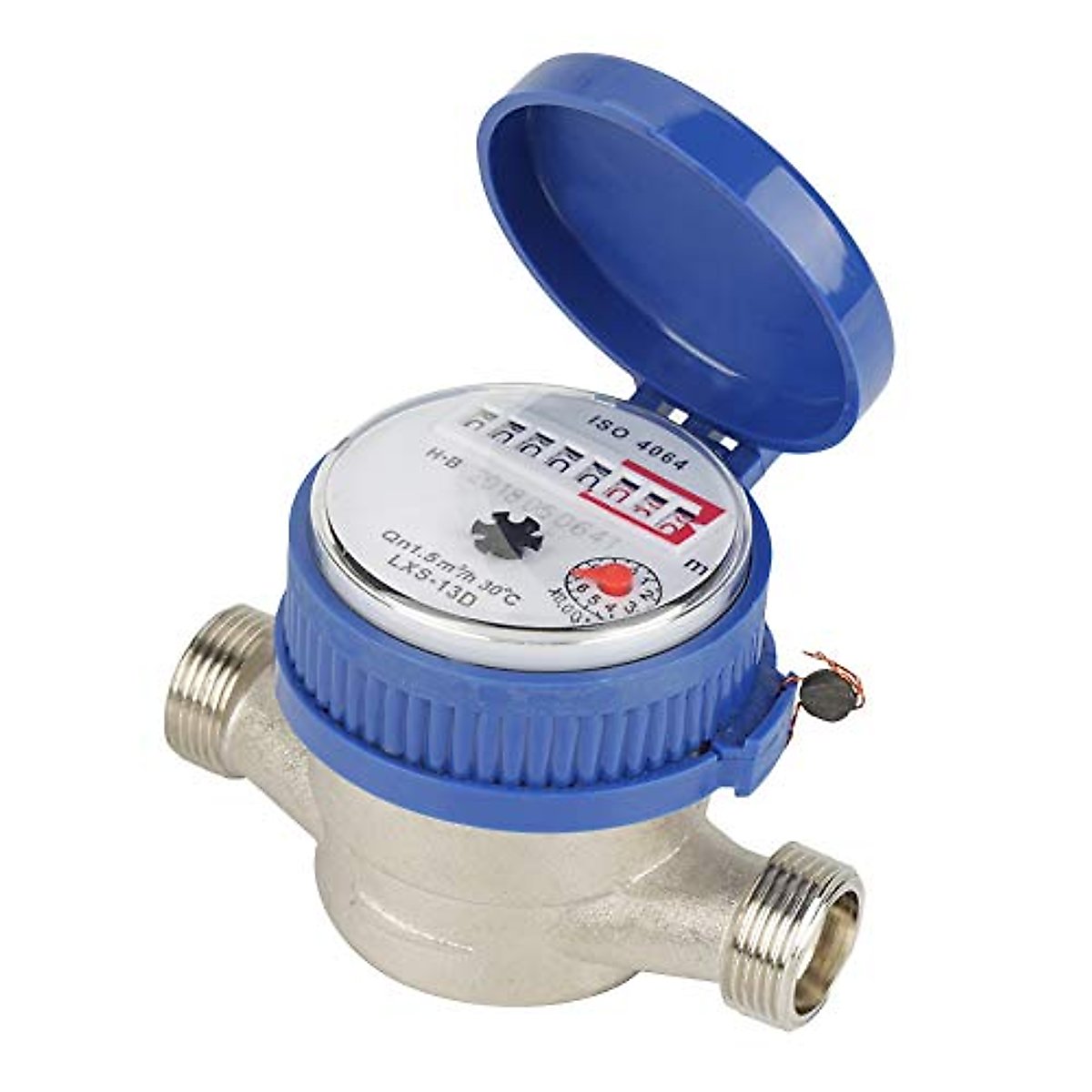 Oumefar 15mm 0.5 inch Water Flow Meter Cold Water Meter Arbitrary Rotation Function with Fittings for Garden and Home Usage