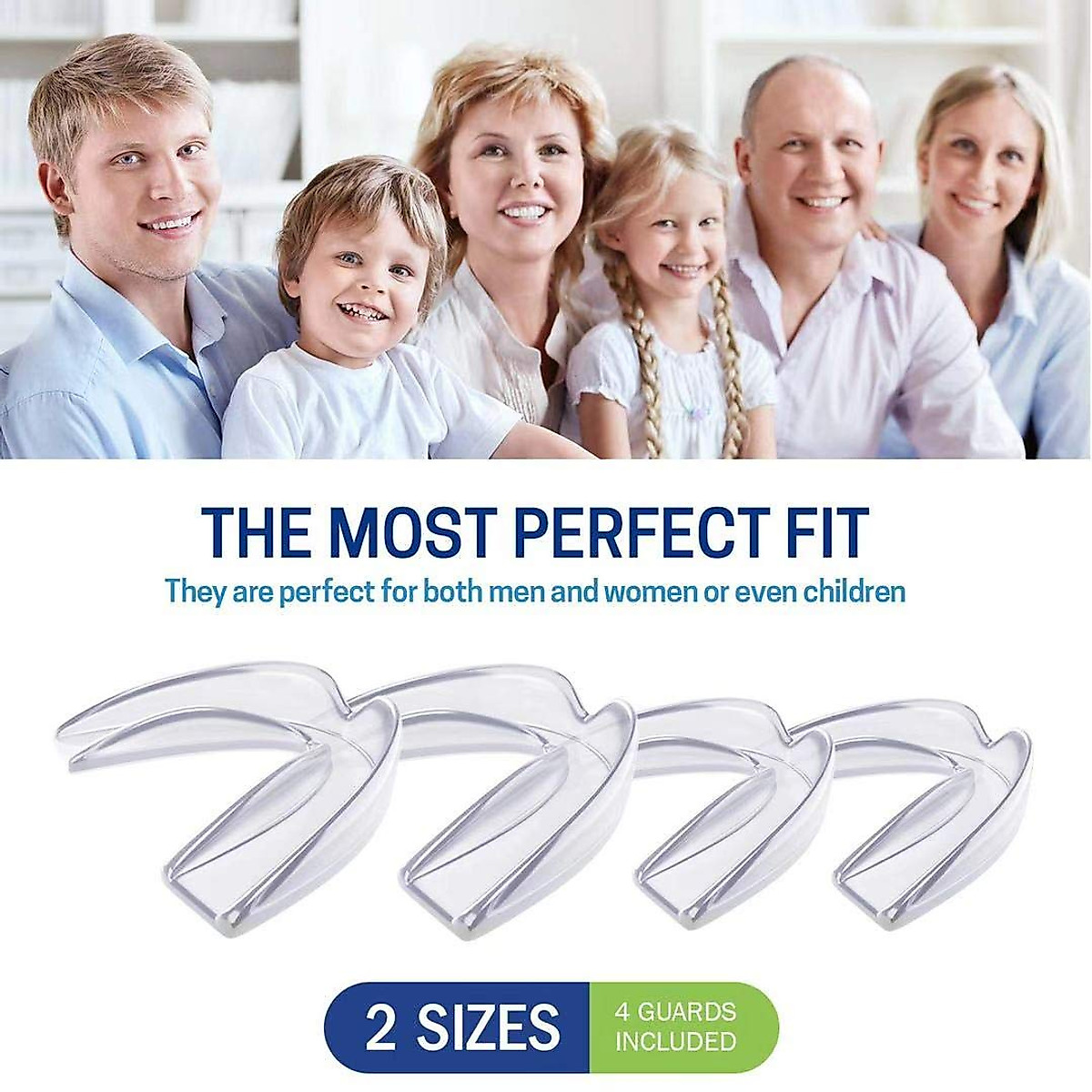 Health Professional Dental Guards – Set of 4，2 Sizes（Adults&Kids） - New Upgraded Anti Grinding Dental Night Guard for Grinding Teeth Clenching Bruxism, Sport Athletic, Whitening Tray