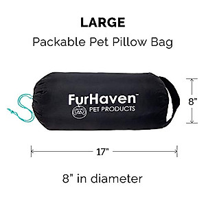 Furhaven Large Dog Bed Trail Pup Travel Pillow Mat w/ Stuff Sack, Washable - Aqua/Granite Gray, Large