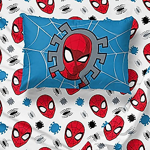 Jay Franco Marvel Spiderman Spidey Faces 4 Piece Twin Bed Set - Includes Reversible Comforter & Sheet Set Bedding - Super Soft Fade Resistant Microfiber - (Official Marvel Product)