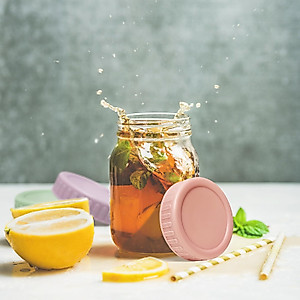 10 Plastic Mason Jar Lids, Colored Mason Jar Lids, 70mm Inner Diameter Mason Jar Lids Regular Mouth with Silicone Ring,Regular Mouth Mason Jar Lids Suitable for Glass Cans, Cans