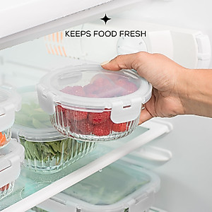 JoyJolt 24pc Fluted Glass Storage Containers with Lids. 12 Airtight, Freezer Safe Food Storage Containers, Pantry Kitchen Storage Containers, Glass Meal Prep Containers for Lunch