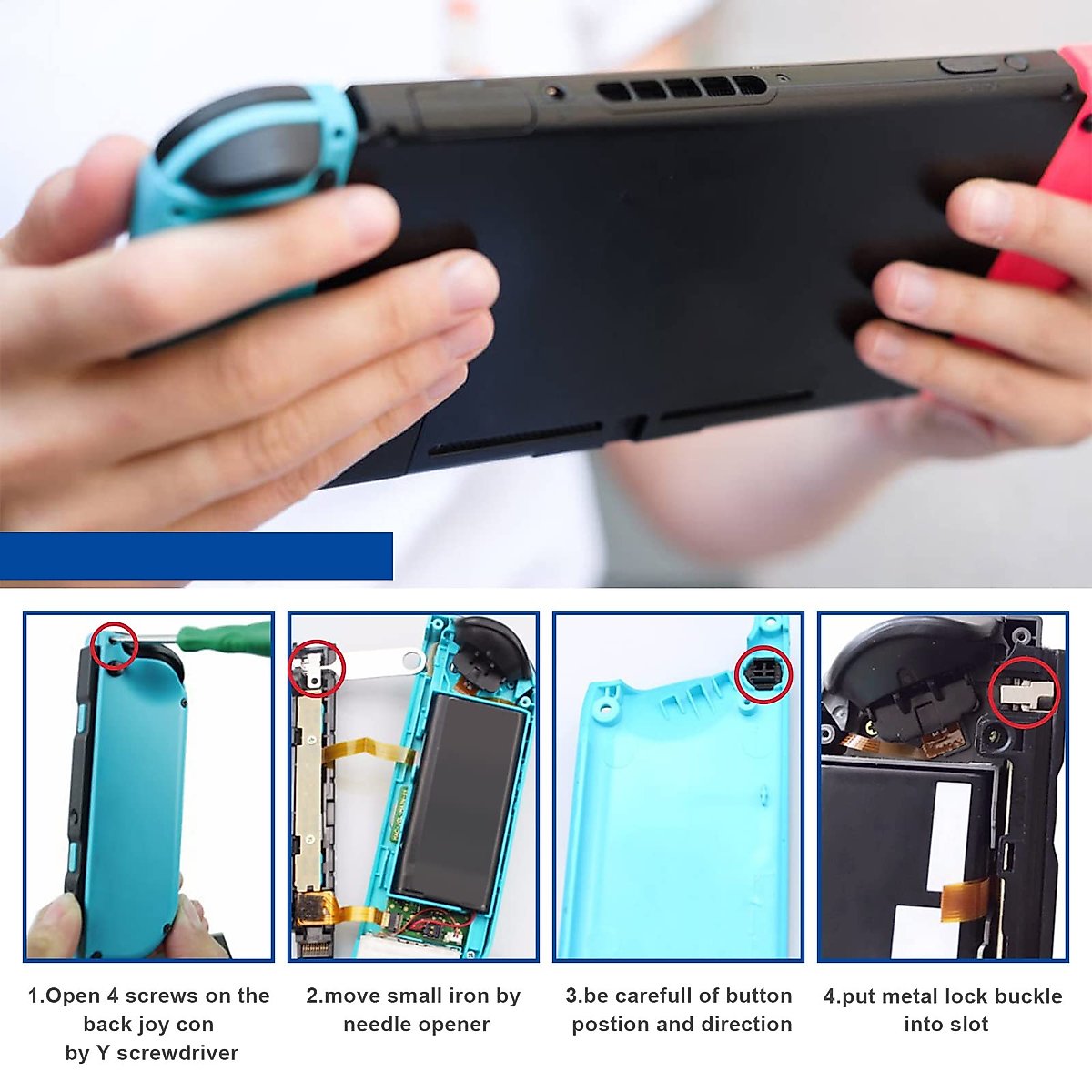 Create idea 3 Pair Left Right Slider Buckle Metal Lock Latch Bracket Controller Replacement Repair Part Tool Compatible with Switch Joy-Con