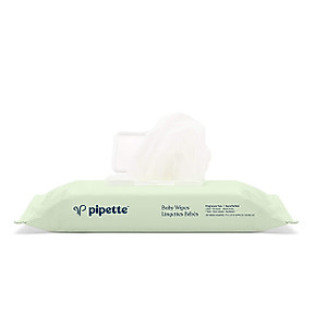 Pipette Baby Wipes - 100% Natural Plant-Derived Fibers, Unscented, Water-Based & Alcohol-Free for Sensitive Skin, Clean, Safe, Gentle, Newborn Essentials Must Haves, 50 Count (Pack of 1)