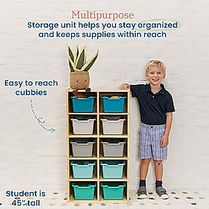 ECR4Kids Streamline 10 Cubby Tray Cabinet with Scoop Front Storage Bins, 5x2, Classroom Furniture, Contemporary
