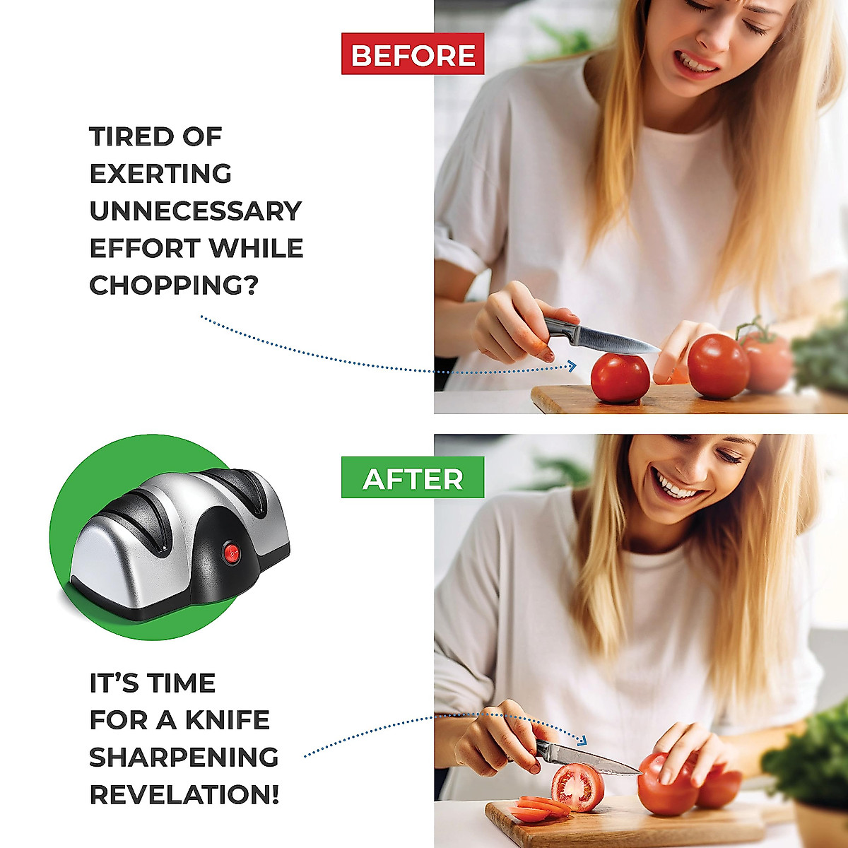 Electric Kitchen Knife Sharpener - Professional Knife Sharpener for Straight Edge Knives - 2 Stage Knife Sharpener with Sapphirite Wheels - Repair, Restore & Polish Blades & Cutters - Black Sagler