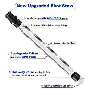 Shot Straw, Alwenid Shot Tube Holder Drinks Straw for Liquor, Beach Pool, Parties, Fits All Standard Bottles, Glasses, Tumbler, BPA-Free, Dishwasher Safe