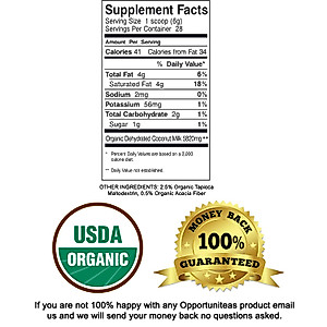 Opportuniteas Coconut Milk Powder - Non Dairy Vegan Creamer For Coffee, Tea, Smoothies, Yogurt & Cooking - Full Fat & Unsweetened For Keto & Paleo Diet - Dried & Powdered at a Low Temperature