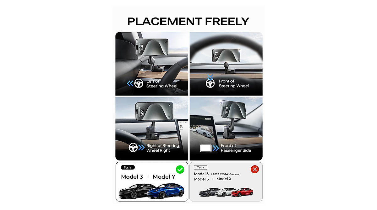 LISEN Tesla Phone Mount - Easy Installation & Adjustable