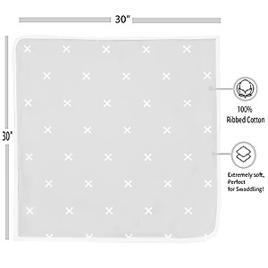 Baby Blankets – Soft Pure Cotton Blankets – 6 Pack of Breathable Swaddle Blankets – Unisex Baby Swaddle Blanket for Boys and Girls in Grey White Designs – Multi Use Blankey – 30 x 30 inches