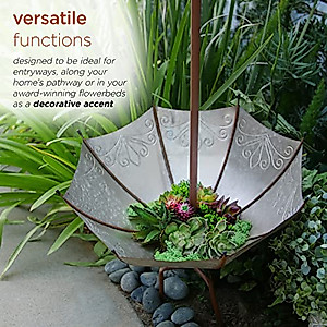 Alpine Corporation 36" Tall Outdoor Rustic Upside Down Umbrella Garden Stake and Planter