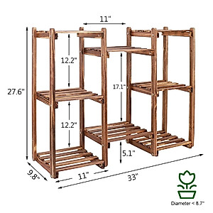 Combination Tall Plant Stand Corner Flower Pot Display Holder Rack Brown Classic Round Wood Handmade