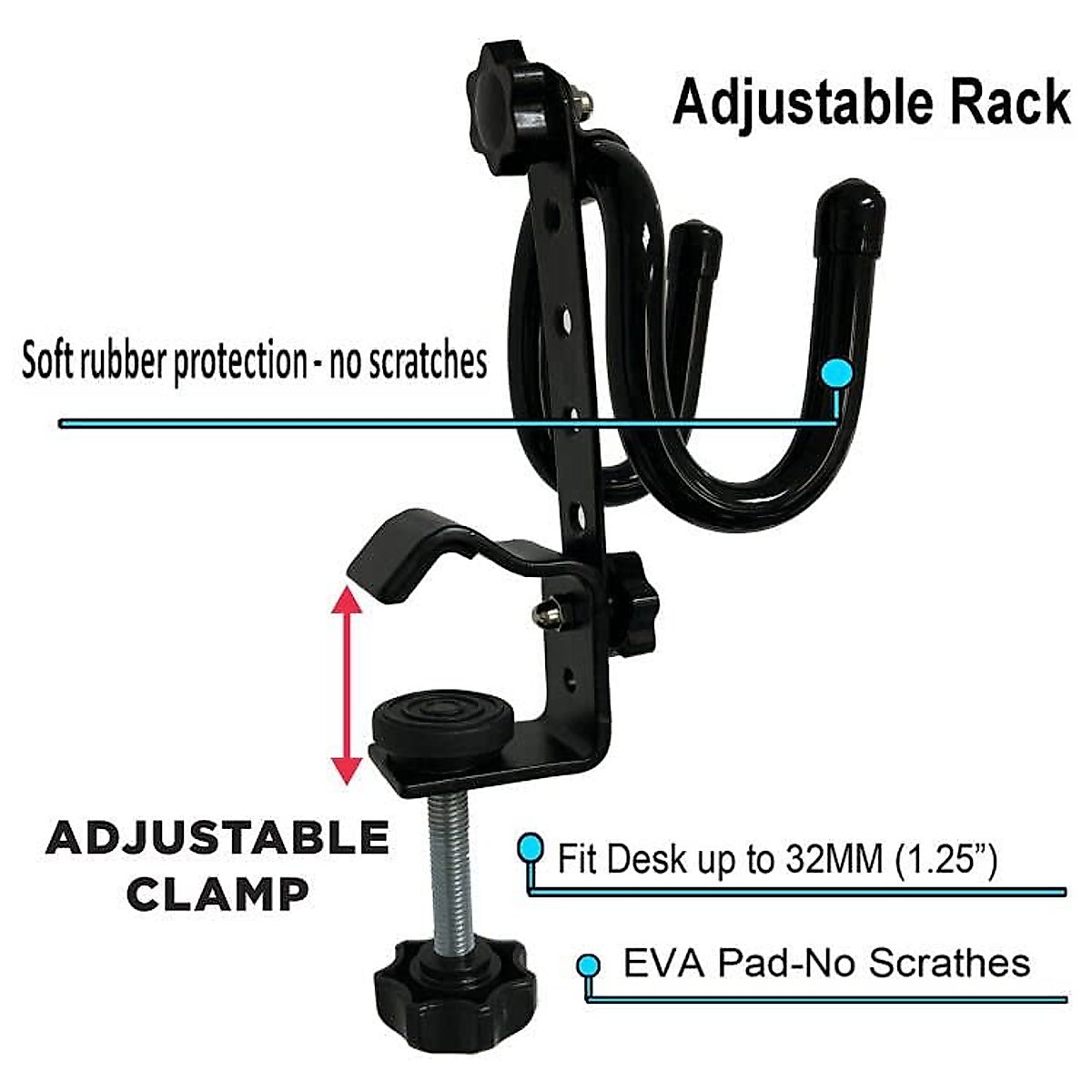 Universal Clamp-on Airbrush Holder - Hold Any Combination of Gravity-Feed, Side-Feed, Bottom-Feed and Trigger-Style airbrushes, A Must for Every Airbrush Artist - Beginner or Professional.