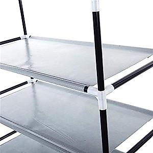 9 Tier Shoe Rack, Space Saving Portable Shoe Rack Storage Organizer, 10 Tiers 9 Lattices Non-Woven Waterproof Fabric Cover Shoe Rack (Grey, 10 Tiers 9 Lattices)