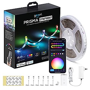 Geeni Prisma Symphony Smart LED Strip Lights, RGBIC Neon Color Changing WiFi Lights with App Remote Control and Music Sync, Compatible with Alexa and Google Home, 16.4 ft