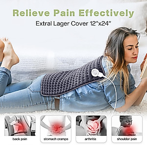 Snailax Heating Pad for Back Pain Relief, FSA HSA Eligible, Electric Heating Pads with Auto Shut Off Large for Neck, Shoulder, Knee, Leg, Cramps, Ideal Gifts for Woman, Man, Mom, Dad, Grey