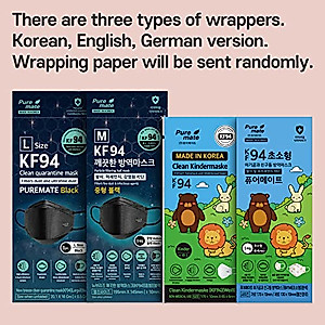 PUREMATE [30 Packs Made in Korea KF94 Face Mask White Black Individual Wrapped Filter Efficiency ≥ 94% (Medium(Pack of 30), White)
