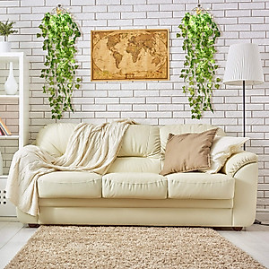 Mudder Fake Ivy Vines with Lights, LED Artificial Hanging Green Leaves Vines for Outdoors Patio Porch Decor (Basket Not Included) (Ivy Style, 3 Packs)