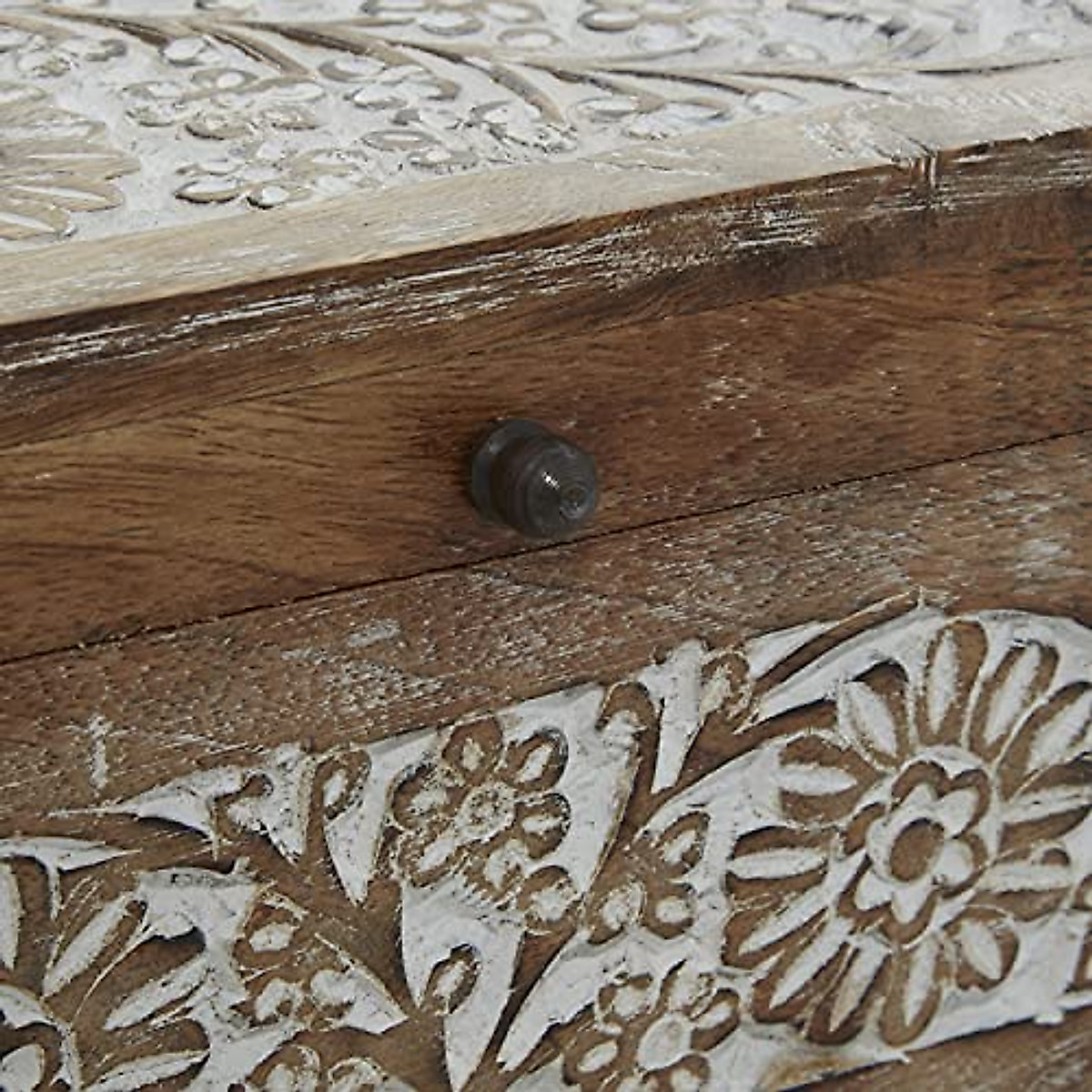 Deco 79 Mango Wood Floral Box with Hinged Lid, Set of 3 8", 10", 12"W, Brown