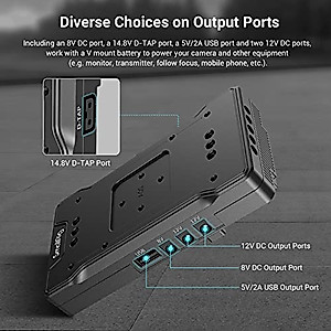 SmallRig V Mount Battery Adapter Plate, Power Supply Splitter with 15 mm Rod Clamp and Adjustable Arm, for Sony for Canon DSLR Cameras/Camcorders - 3204