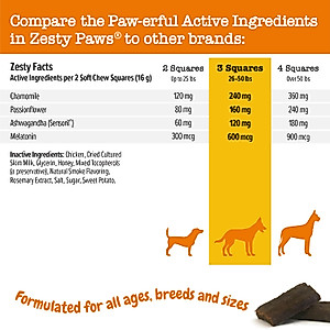 Zesty Paws Flavored Soft Chews - Calming for Dogs Anxiety Composure Relief with Ashwagandha Melatonin Chamomile Passionflower Dog Stress Separation Aid for Fireworks and Thunder 20 oz…