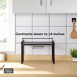 Stackable Cabinet Shelf Organizers, Expandable Kitchen Countertop Organizer - Multi-Functional Cabinet Shelves, Heavy Duty Non-Slip Shelf Riser for Kitchen Pantry, Bathroom, Bedroom Organization