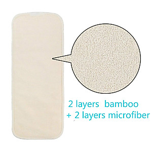 DoDo Bear Super Water Absorbent 12 PCS Natures Cloth Diaper Inserts,4 Layers Viscose from Bamboo Inserts