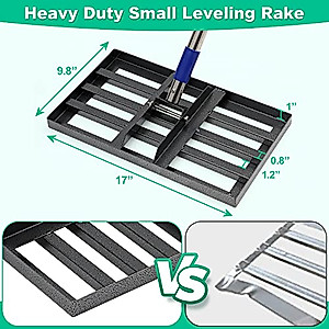 Lawn Leveling Rake, 17"x10" Small Lawn Leveling Rake with 5FT Adjustable Steel Handle,Heavy Duty Lawn Level Tool for Yard Garden Golf Leveling,Topsoil Sand Leveling Spreading,Top Dressing Lawn Leveler