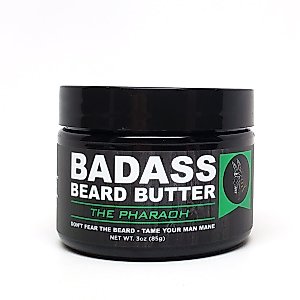 Badass Beard Care Beard Butter For Men - Pharaoh Scent, 3 oz - Made of Natural Ingrediens for Healthy, Soften and Itchness Free Beard and Mustache