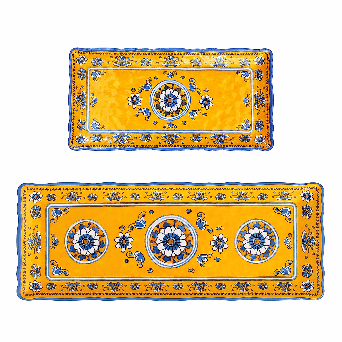Le Cadeaux Melamine 10 x 5 inch Biscuit Tray and 15 x 6 inch Baguette Tray Serving Set, Benidorm