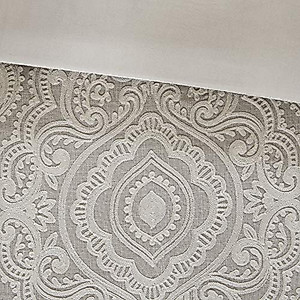 Madison Park Signature Cozy Comforter Set - All Season Bedding Combo Filled Insert and Removable Duvet Cover, Shams, Decorative Pillows, Damask Natural King(110"x96") 10 Piece