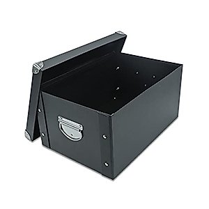 GUOZI Collapsible Storage Box, Decorative Memory Box with Lid & Metal Reinforced Corners, Cardboard File Bin with Handles, Organizer Gift Box for Keepsake Toy Photos Office Nursery Wardrobe Bookshelf