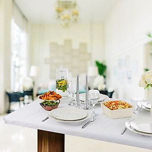 Fitted Rectangle Tablecloth for 6 Foot Tables – Reusable Elastic Edge Table Cover for Folding Banquet Tables – Washable 100% Polyester Fabric with Mitered Corners for Parties and Picnics (32x72 inch)