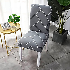 Modern Dining Chair Covers Restaurant Room Banquet Beach Universal Elasticity Jacquard Geometry Print Chair Cover A12 6pcs