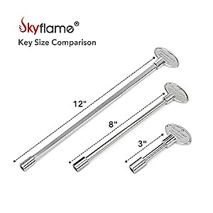 Skyflame Universal Gas Valve Key Fits 1/4" and 5/16" Gas Valve Stems, for Fire Pit and Fireplace, Polished Chrome - 3 Inches