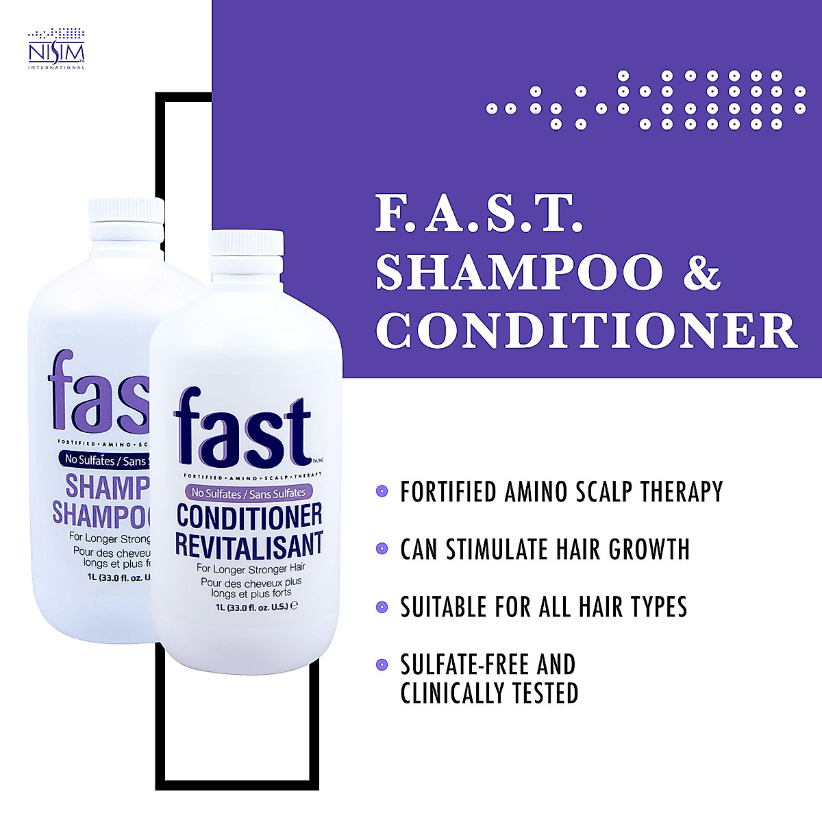 NISIM F.A.S.T Shampoo and Conditioner Set, 33oz