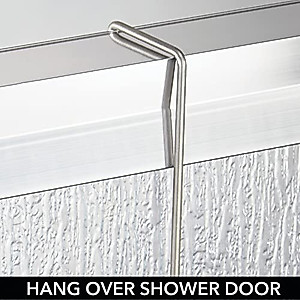 mDesign Steel Shower Caddy Hanging Shelf Rack Storage Organizer 4 Baskets, 2 Hooks for Bathroom, Dorm - Holds Shampoo, Conditioner, Soap Dispenser, Sponge - Klypon Collection - Matte Satin