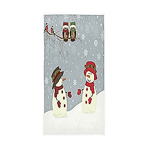 FFYHO Winter Snowman Owls Soft Hand Towels 30x15,Decorative Christmas Birds Cute Fingertip Kitchen Dish Towels Washcloth for Bathroom, Hotel, Gym and Spa
