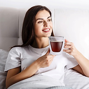 Eccliy 12 Pcs Espresso Cups, 5 oz 160ml Double Wall Insulated Glasses Cappuccino Glass Mugs Clear Coffee Mug Demitasse Cups for Espresso Shot Tea Juice Cappuccino Latte Borosilicate Glassware